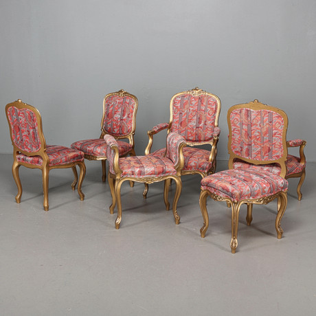 MUEBLE PARA SENTARSE, 6 piezas, estilo rococó 1900. Muebles - Sillas y ...