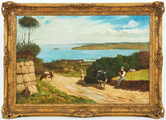 WILLIAM EADIE (1847-1926) Coastal Landscape with Weir Boy - Cornwall ...