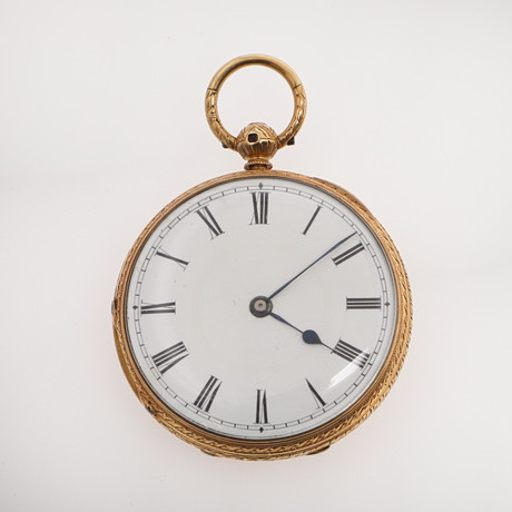 AN 18CT GOLD OPEN FACED POCKET WATCH. Clocks & Watches - Pocket & Stop ...