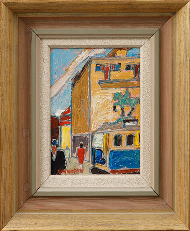 WILHELM HENNING. Olja på pannå, Motiv från Göteborg, signerad. Konst ...