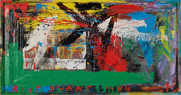 KNUT SWANE (F.1951-). Abstrakt collage, olja och grafiska tryck ...