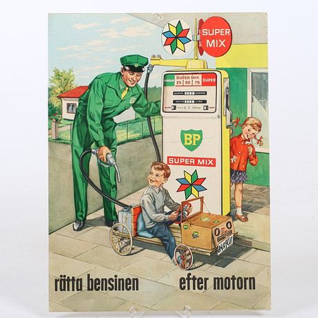 REKLAMSKYLT, BP Super-Mix. 1950/60-tal. Övrigt - Övrigt - Auctionet