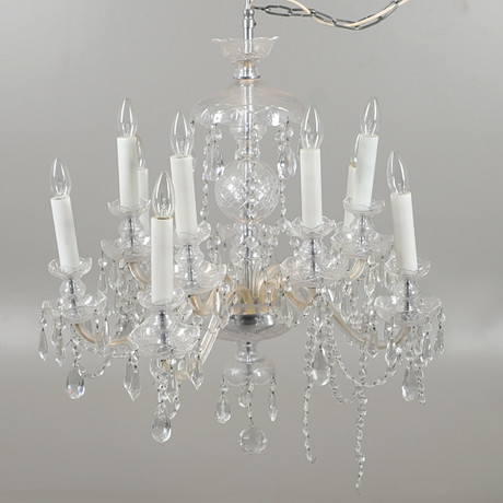 A 20TH CENTURY CUT GLASS TEN BRANCH ELECTROLIER. Lighting & Lamps ...