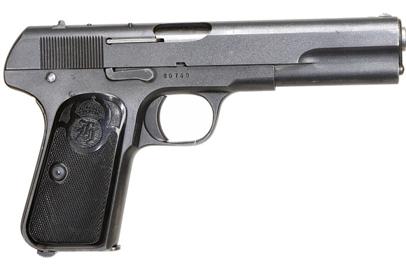 PISTOL, Semi-automatic, make Husqvarna, model 1907, caliber 9x20, order ...