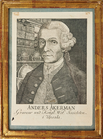 SÄLLSYNT SJÄLVPORTRÄTT AV ANDERS ÅKERMAN, gravyr 1758. Böcker, Kartor ...