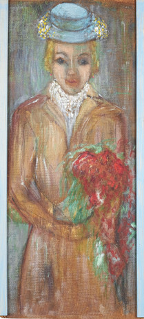 SVEA GENBERG (1895-1987). "The Blue Hat", oil on Board, signed on verso ...