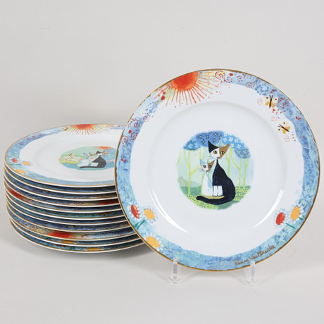 ROSINA WACHTMEISTER. mattallrikar, 12 st, katter, Fyrklövern Goebel. Keramik & Porslin ...