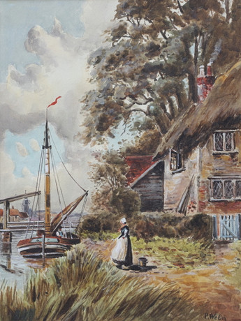 OIDENTIFIERAD KONSTNÄR. watercolour, signed P. Weber. Art - Paintings ...