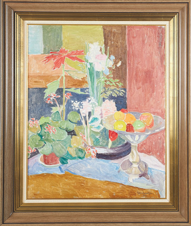 ELLIS WALLIN. "Christmas flowers", oil on canvas, signed and dated -64 ...