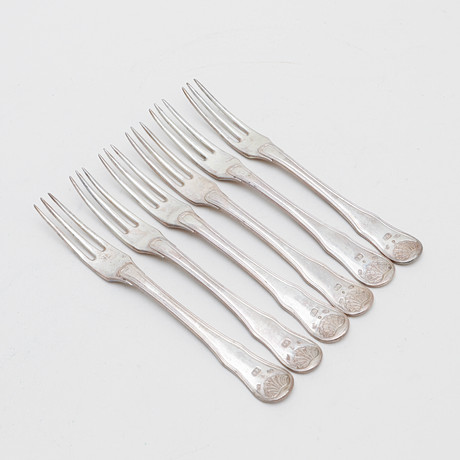 FORKS, 6 pcs, silver, 19th century, weight approx. 435 grams. Silver ...
