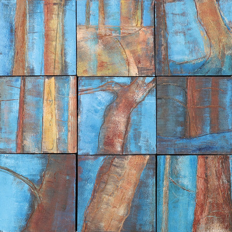 ANGELA PERRETT (BRITISH, 20TH / 21ST CENTURY). EN PROMENAD I SKOGEN ...