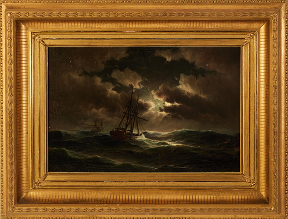 CARL LUDWIG BILLE (1815-1898). Ship in dusk, oil on canvas, signed Carl ...