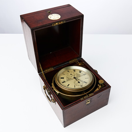 SHIP'S CHRONOMETER, mid 19th century, Barraud, England, mahogany case ...