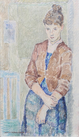 ARVID WALLINDER. Young girl. Mixed media, signed, indistinctly dated ...