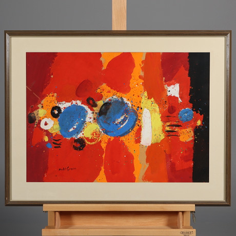 KULO GREEN. BLANDTEKNIK signerad. Konst - Måleri - Auctionet