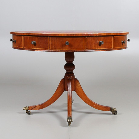 CAROUSEL TABLE, mahogany, table top covered in leather, Regency style ...