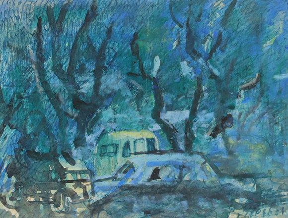 LARS HERDER. Helsingborgsmotiv, blandteknik, signerad. Konst - Måleri - Auctionet