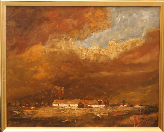 TOR NORLING. Oil on canvas, Nature scene with farm, signed, dated -35 ...