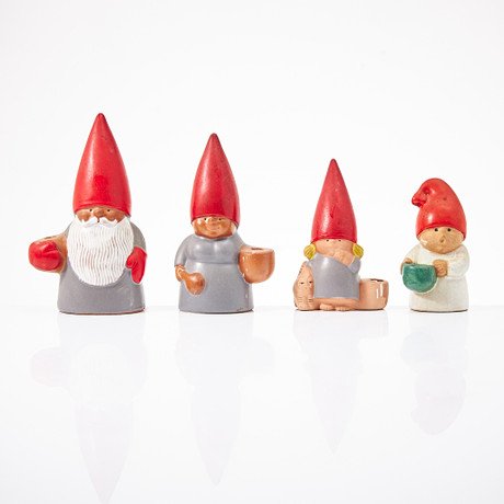 LISA LARSON. figuriner/ ljusstakar, 4 st, stengods, delvis glaserade ...