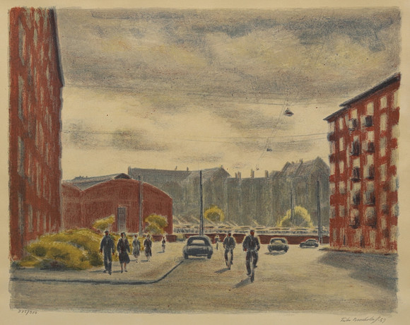 VICTOR BROCKDORFF. Motif from Copenhagen, color lithograph, signed and ...