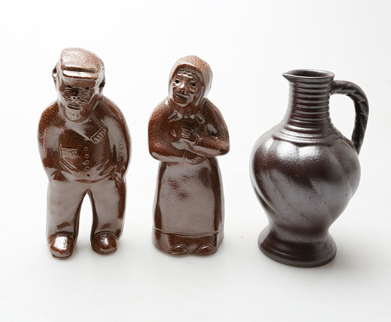 JUG, FEMALE FIGURE, MALE FIGURE, ceramic, salt-glazed, signed Höganäs ...