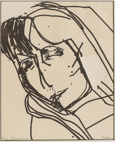 CARL KÖHLER. Collage/Graphic sheet, "Anna Achmatova", signed. Art - Engravings & Prints - Auctionet