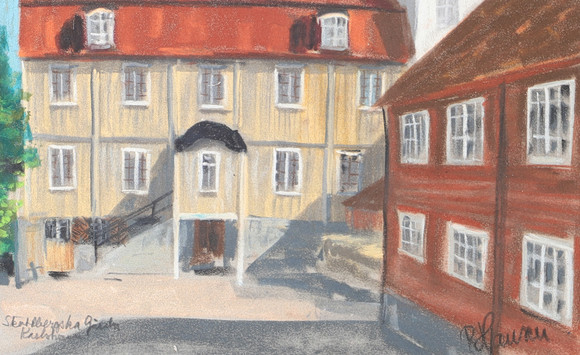 OIDENTIFIERAD KONSTNÄR. Motif from Karlskrona, mixed media, signed R ...