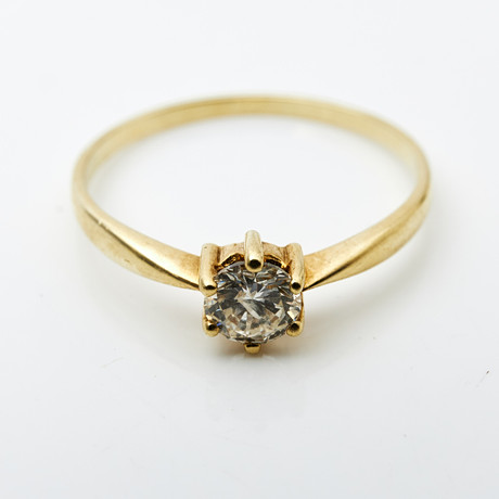 RING, so-called single stone ring, 14k gold, Brilliant-cut diamond ...