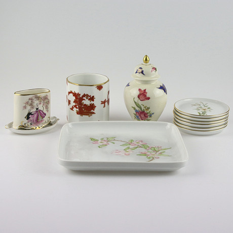 COLLECTION OF PORCELAIN OBJECTS from Germany, 11 parts, partly hand ...