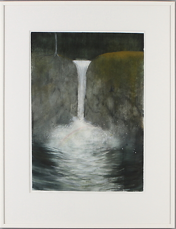 CARL SCHUBERT. Waterfall, mixed media signed and dated -91. Art ...