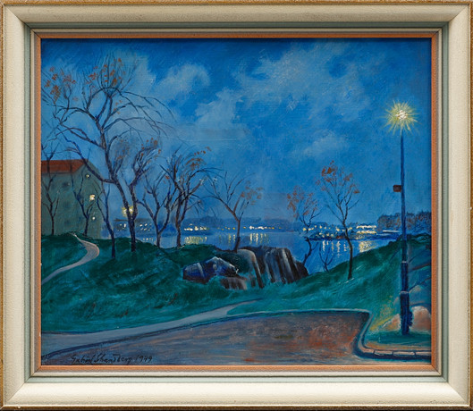 GABRIEL STRANDBERG. Dusk over Stockholm, oil on Board, signed. Art ...