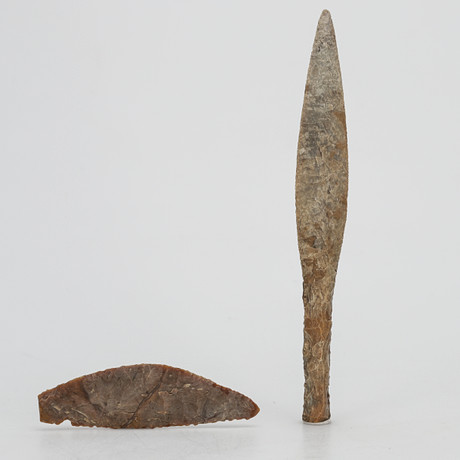 FLINT DAGGER, late neolithic, 2400-1800 BC + flint cutter, late ...