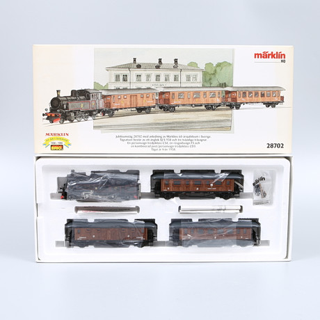 MÄRKLIN scale H0. Train set 28702, SJ's steam locomotive S938 and 3 ...