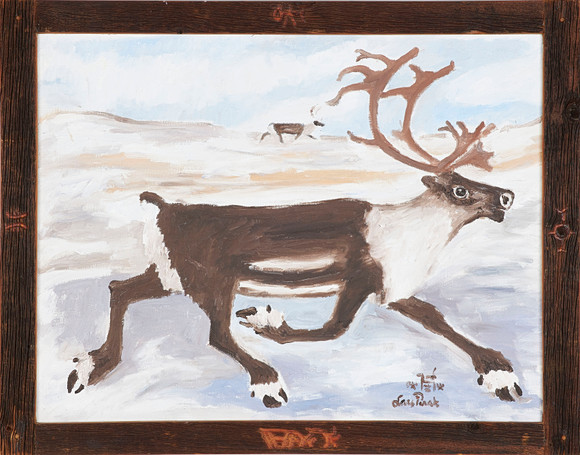 LARS PIRAK. komposition med ren, olja på duk. Konst - Måleri - Auctionet