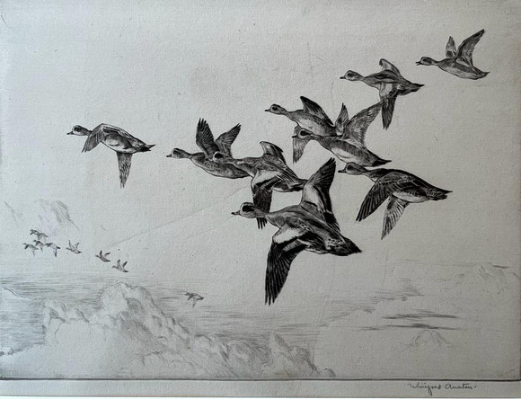 WINIFRED AUSTIN. RI, RE (1876 - 1964). GEESE IN FLIGHT. Art ...