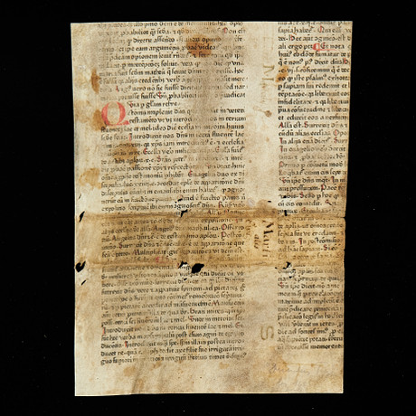 INCUNABLE SHEET, 1459, from Gulielmus's "Rationale divinorum officiorum ...