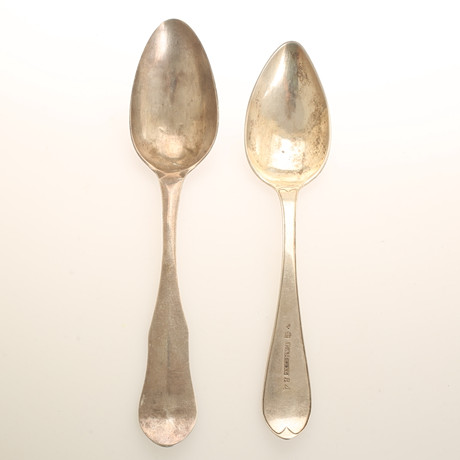 SPOONS, 2 pieces, silver, 19th century. Silver & Metals - Silver ...