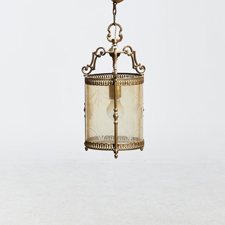 CEILING LANTERN, early 20th century, brass frame, 1 light point ...