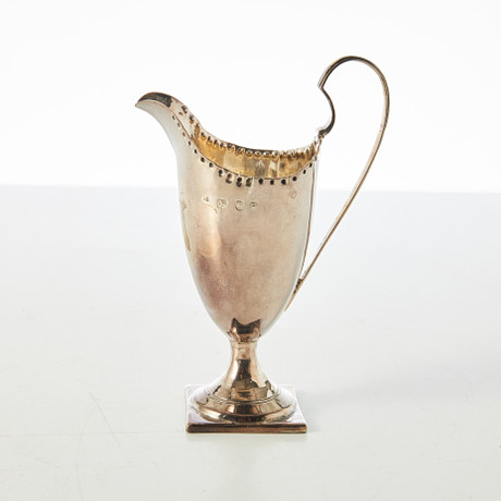 CREAM POT, sterling silver, cask model on square foot, Charles Hougham ...