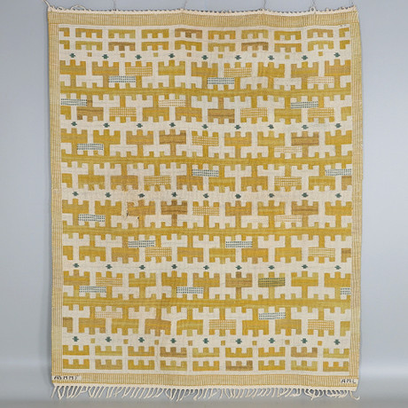 ANN-MARI LINDBOM. Matta, 247 x 202 cm, Röllakan,"Gulbroka" Signerad AB ...