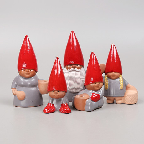 LISA LARSON. Tomtar, 5 st, keramik, Gustavsberg. Keramik & Porslin ...