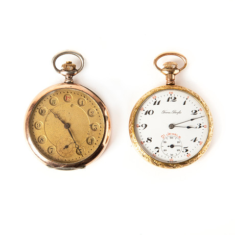 POCKET WATCH. Two pieces, Election and Trans Pacific, silver and double ...