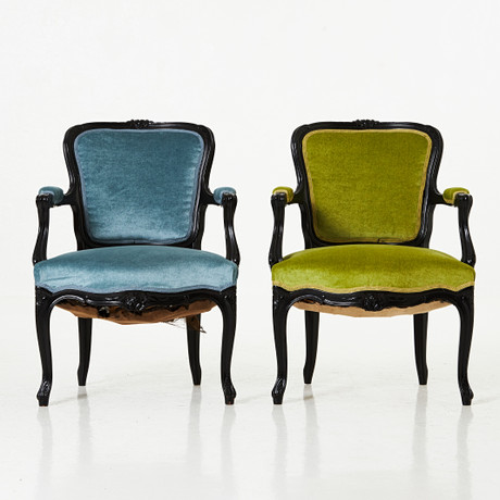 SILLAS, una pareja, estilo rococó, primer cuarto del siglo XX, modelo ...