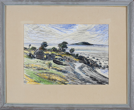 STURE LUNDGREN. Skärgårdsmotiv, pastell, signerad. Konst - Teckningar ...