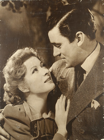 MOVIE POSTER on cardboard, scene from "Mrs. Miniver" with Greer Garson ...