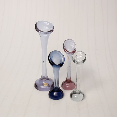 DOG BONE VASES, glass, Trelleborg glass factory, 4 pieces. Glass ...