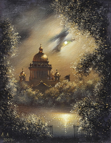 ANATOLIY LUKASH. Olja på duk uppklistrad på pannå, "Issaki church in ...