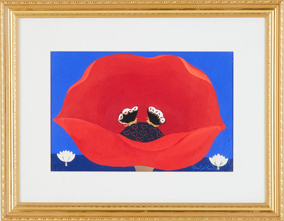 GUNILLA KUMLIN (FÖDD 1938). "I love you", acrylic on paper, signed ...