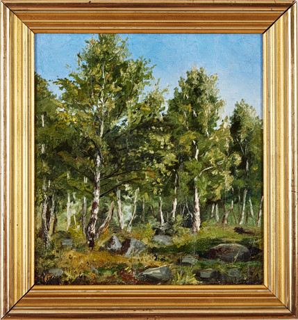 KALLSTENIUS GOTTFRID. Deciduous forest, Gränsö, oil on canvas laid on ...