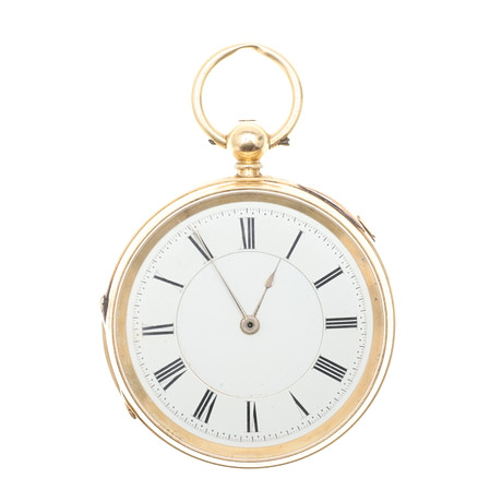 AN 18 CARAT GOLD CASED OPEN FACE POCKET WATCH. Clocks & Watches ...